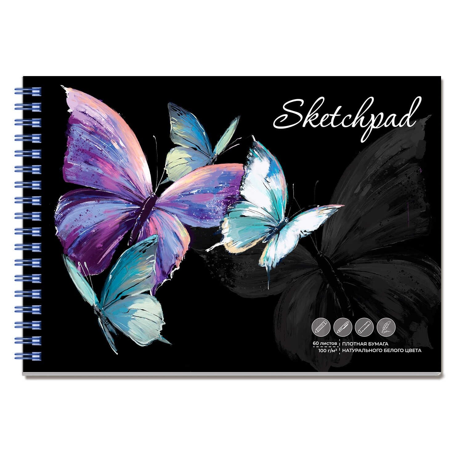 Скетчбук Феникс+, рисовальная бумага, А5+, 60л, для разных материалов 100г/м плотность