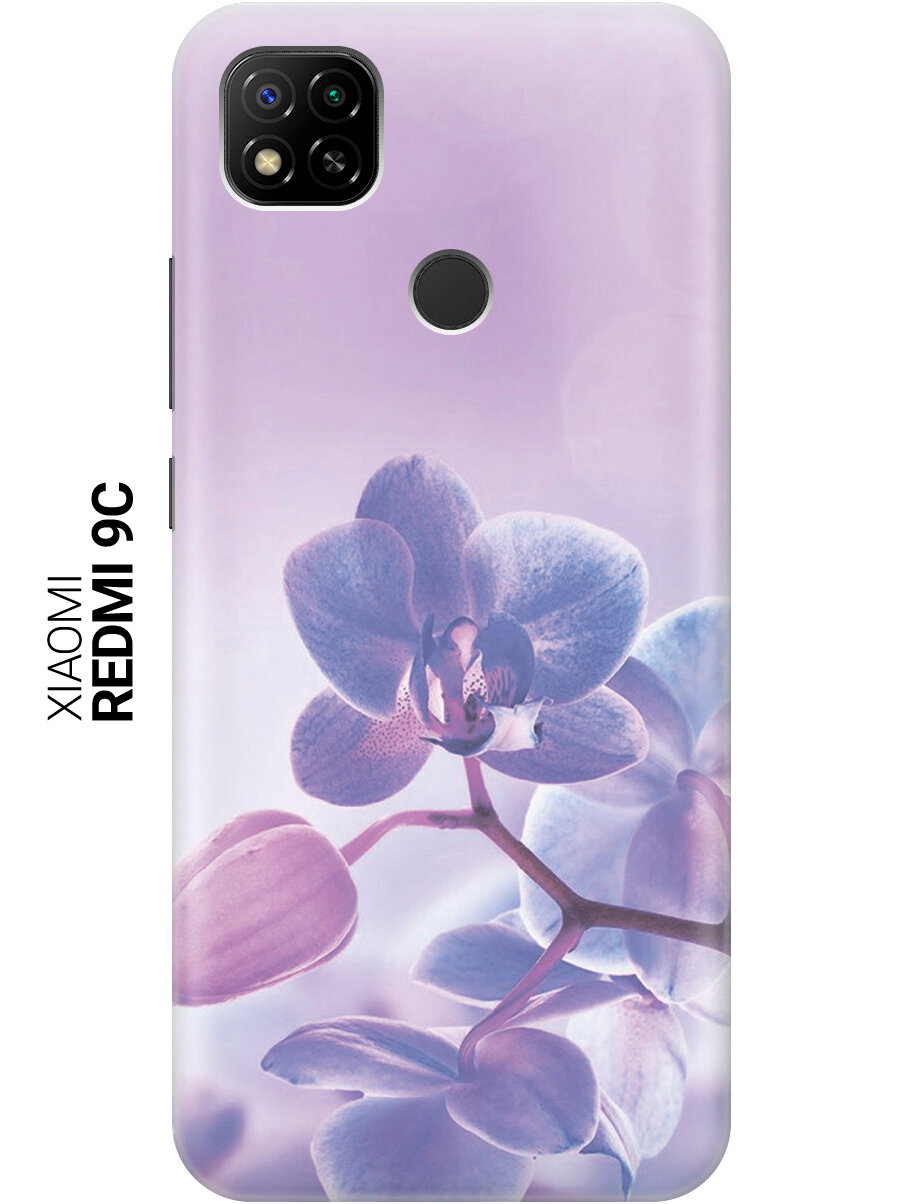 Силиконовый чехол на Xiaomi Redmi 9C, Сяоми Редми 9С с принтом "Лиловые орхидеи"