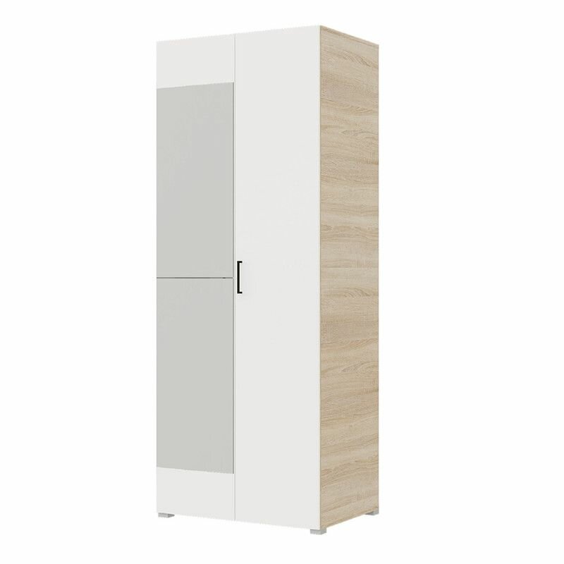 Шкаф 2ств 1000 Бостон с зеркалом 500, цвет Сонома/Белый (штанги)