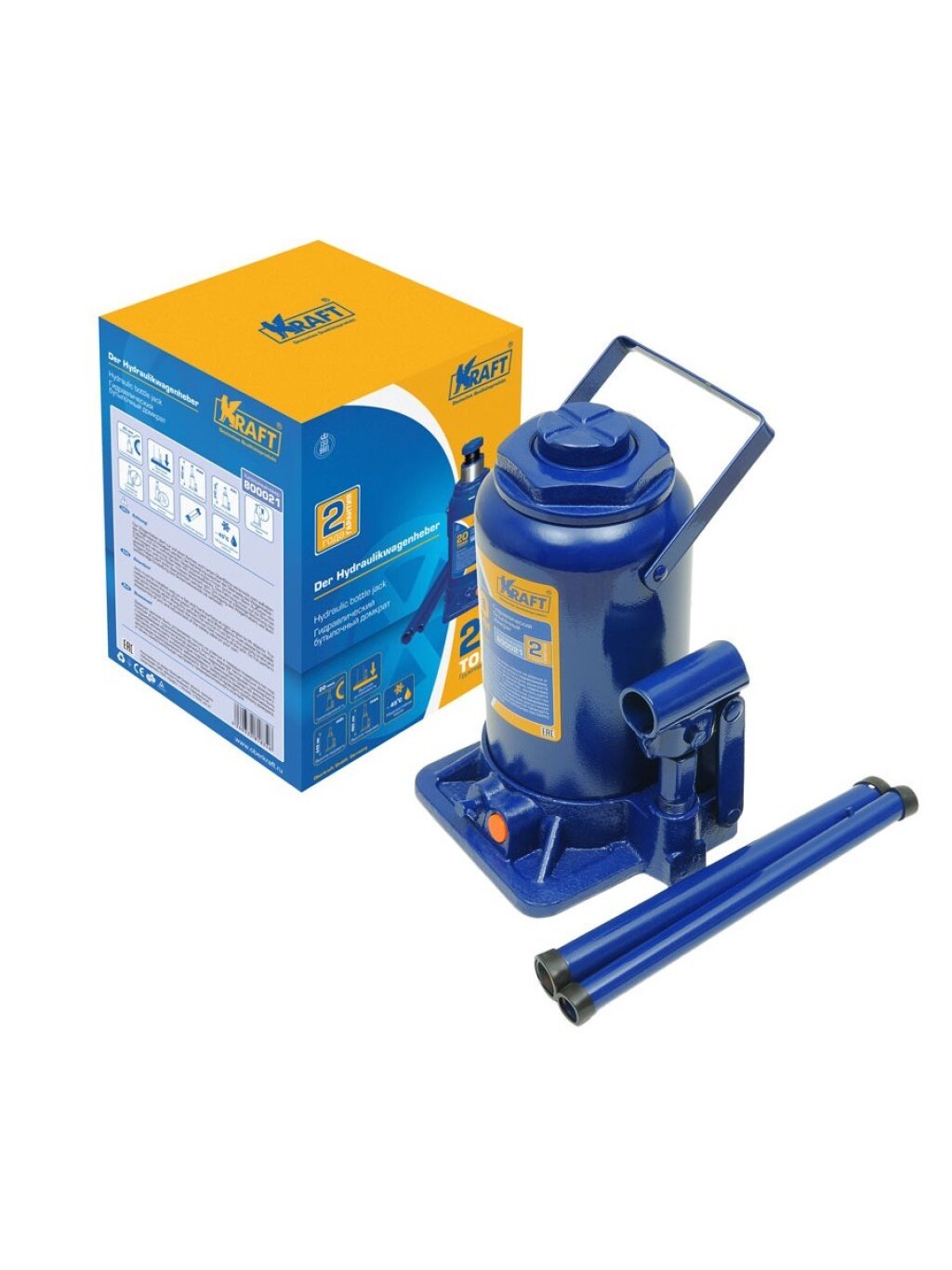 Домкрат бутылочный Kraft KT 800021 20 т 242-460 мм