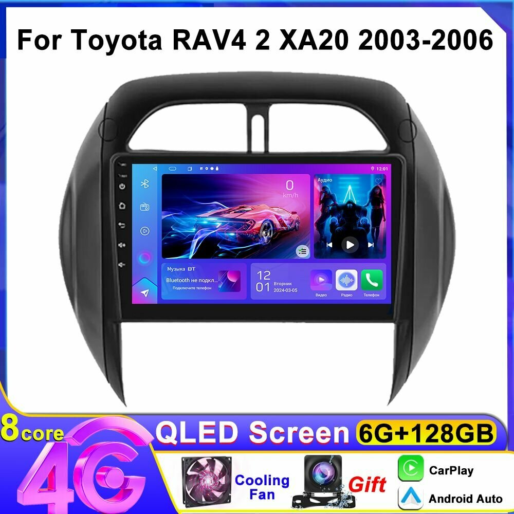 Магнитола для Toyota RAV4 2003-2005 Android 6+128Гб/ Автомагнитола Андроид Тойота Рав4 2