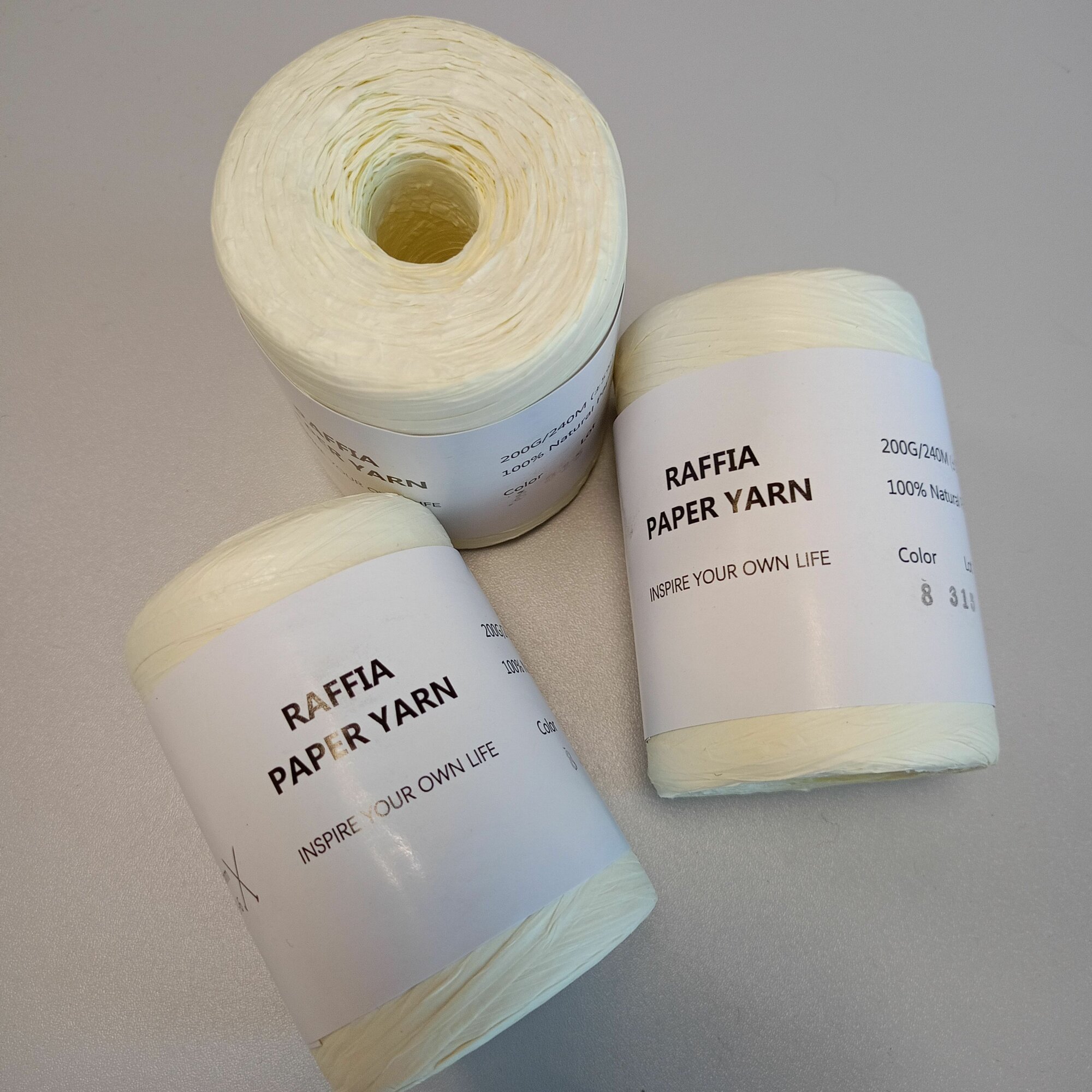 Пряжа рафия для сумок и шляп. Молочный, 200гр