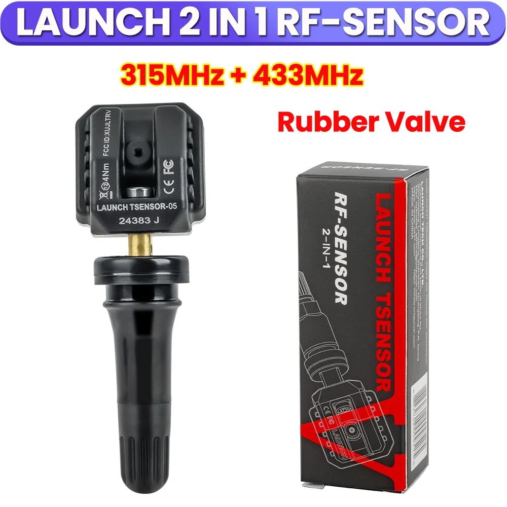 Датчик LAUNCH X431 2 в 1, радиочастотный датчик, 315 МГц/433 МГц, TPMS, 1PCS, Rubber Valve