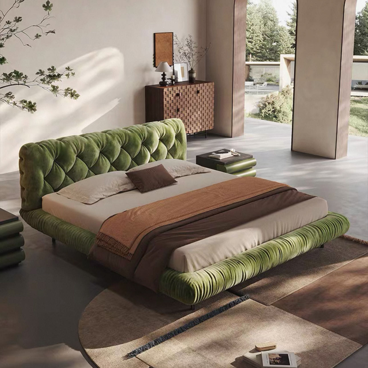 Интерьерная мягкая кровать на ножках Dilavarli (спальное место 180*200)