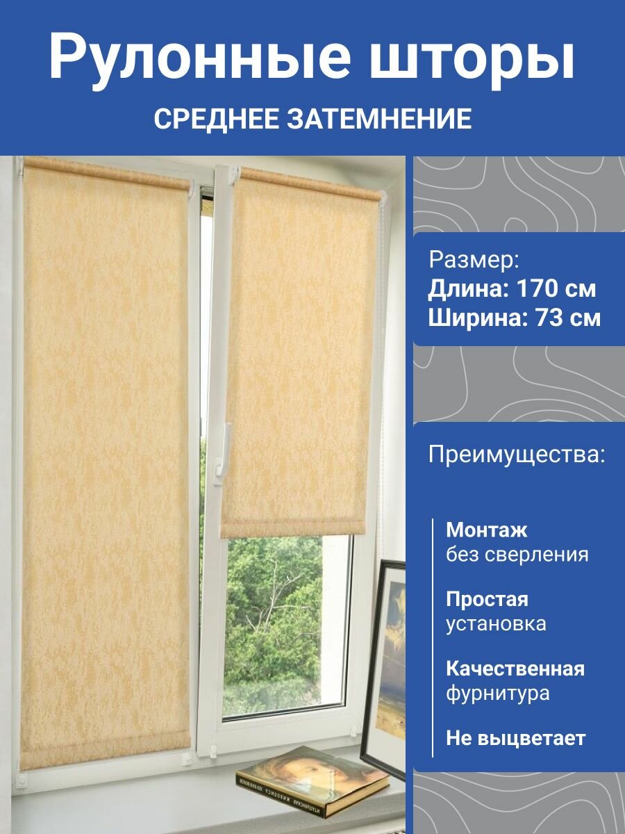 Рулонная штора Delfa СРШ-01М-27012 77(73)/170 Марс 73х170 см. Жалюзи на балкон, на кухню, в спальню.