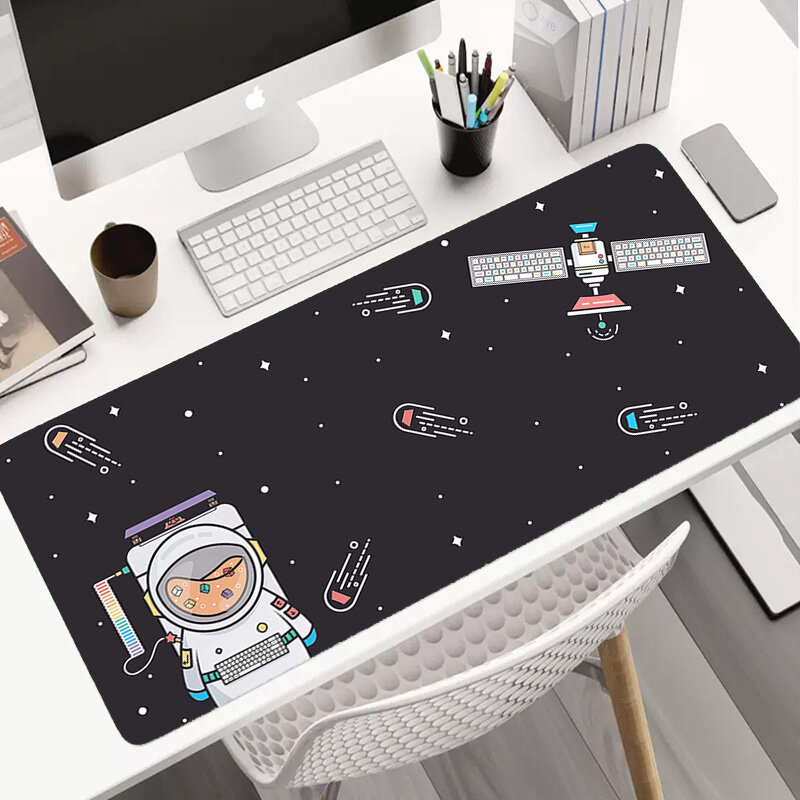 Офисный игровой коврик для мыши Cute Kawaii desk pad 400x900x3mm, белый, серый