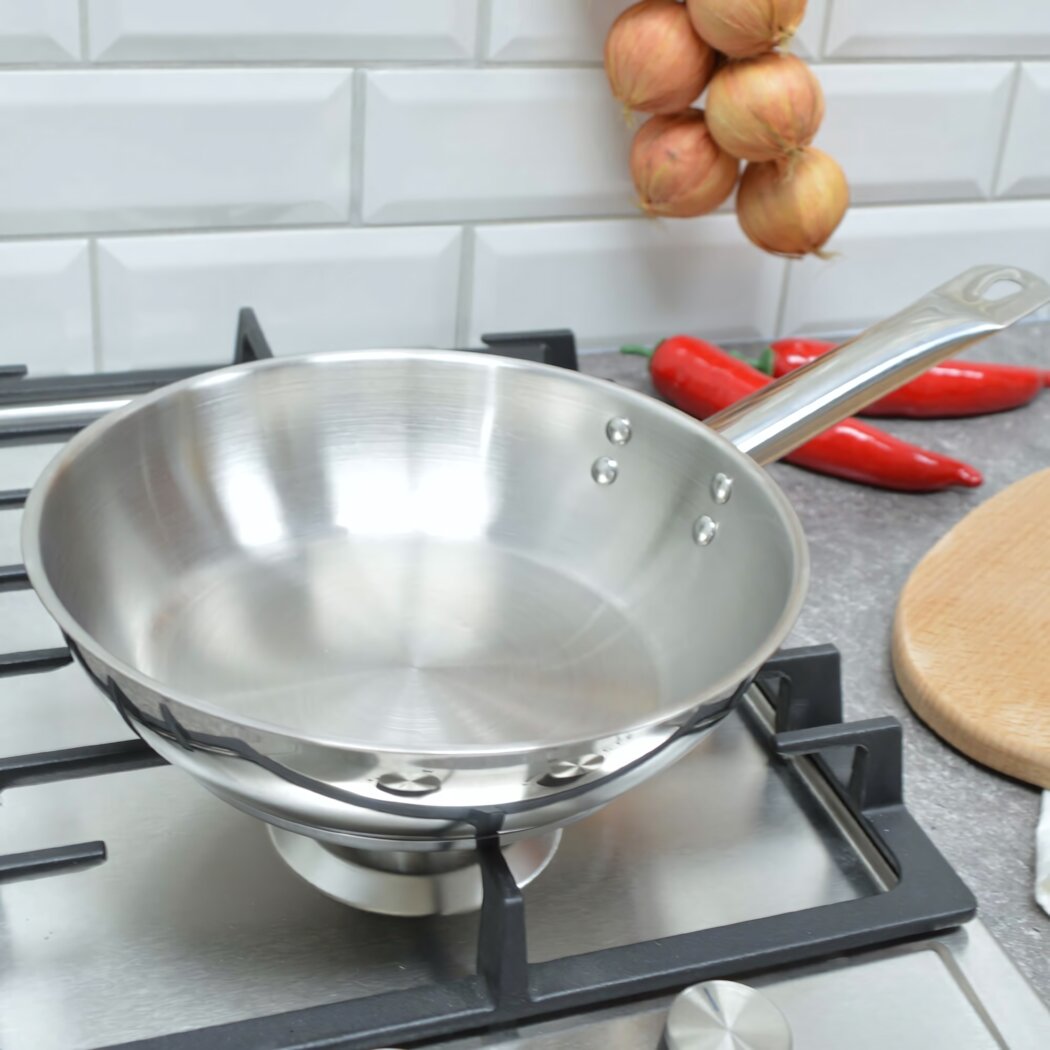 Сковорода 22см HoReCa, нержавеющая сталь, индукционное дно, 0,6мм