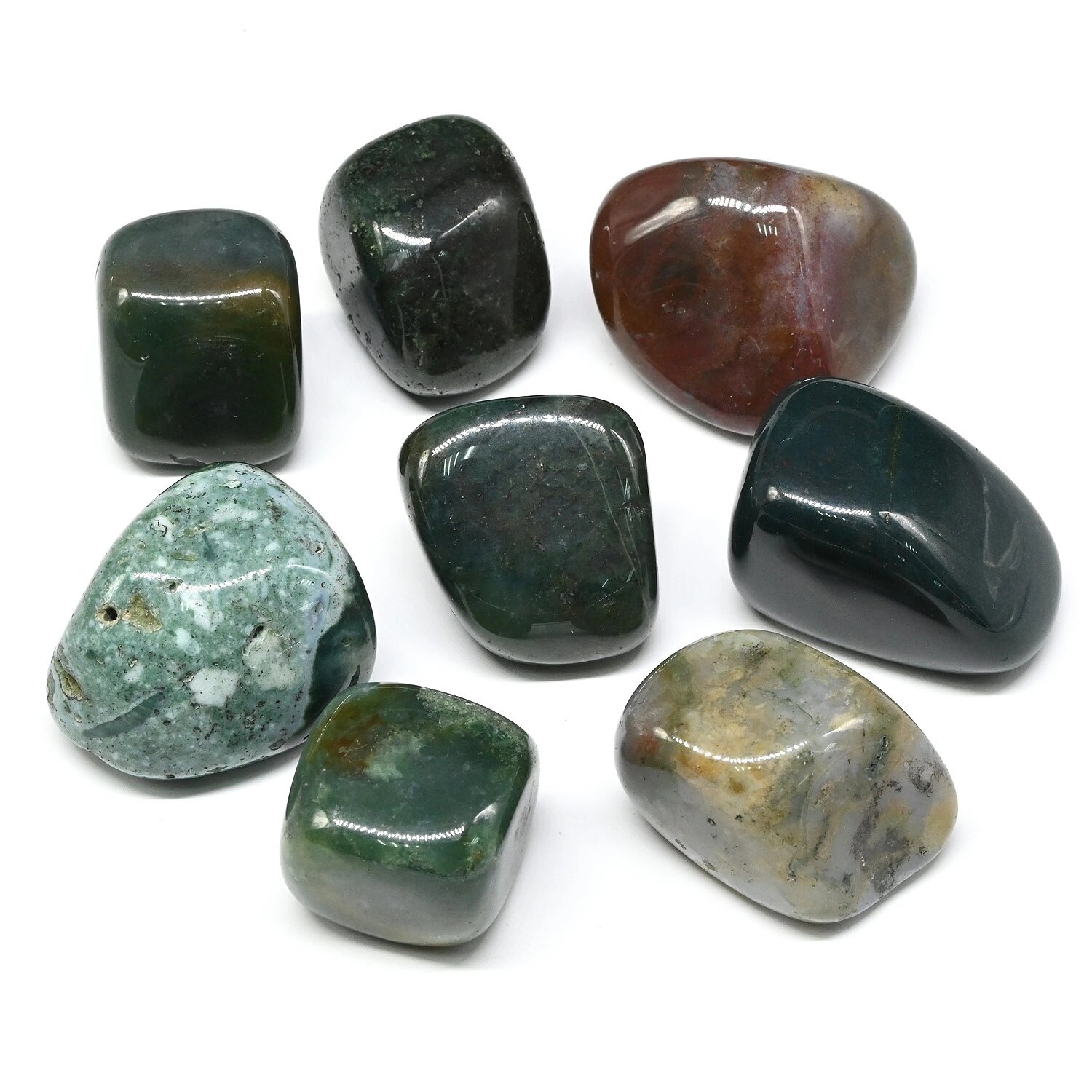 Агат моховой галтовка фракция 15-30мм, упаковка 100г .