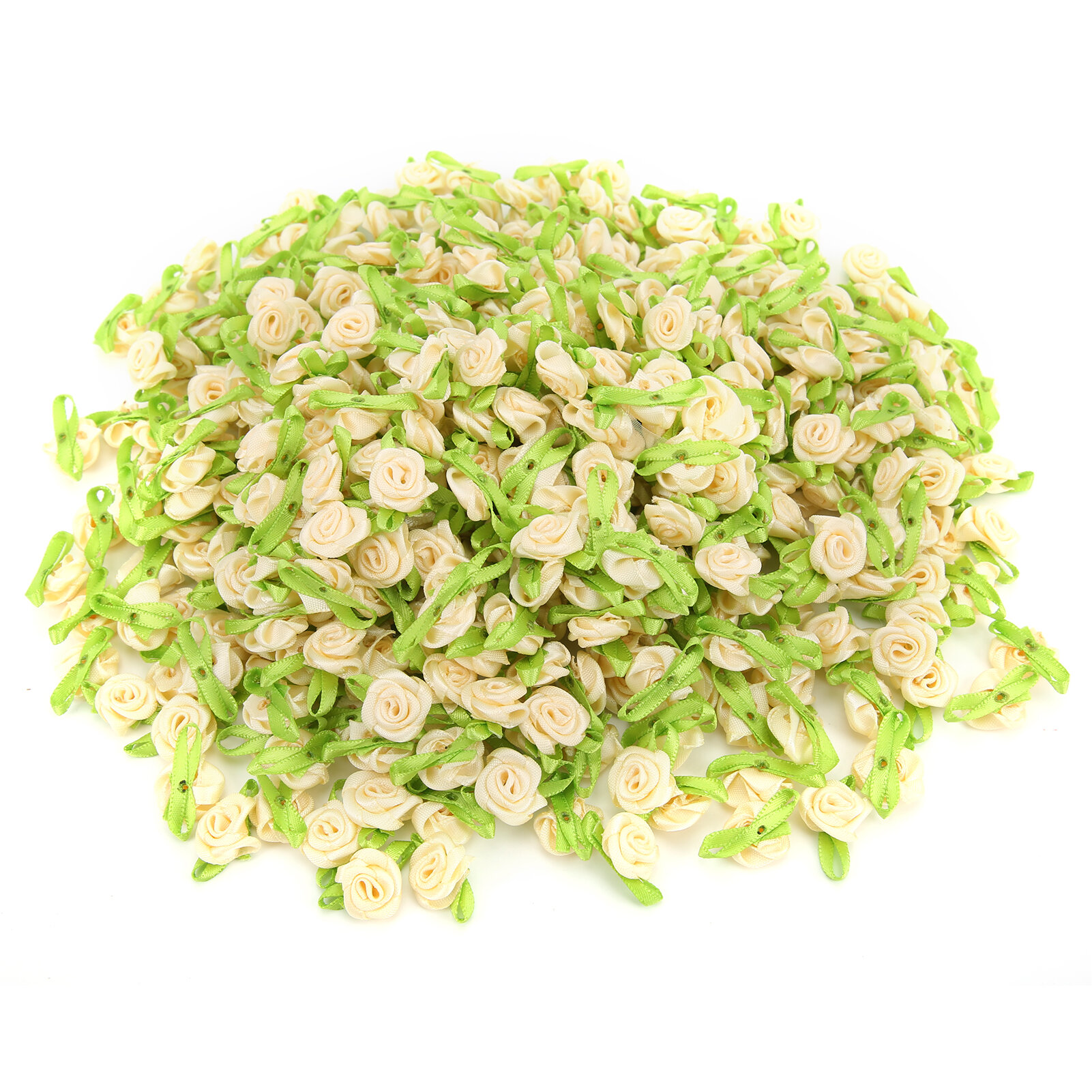 Мини-розы из лент с листьями, 450 шт, для шитья своими руками, украшения в виде банта для скрапбукинга, создания открыток, украшения