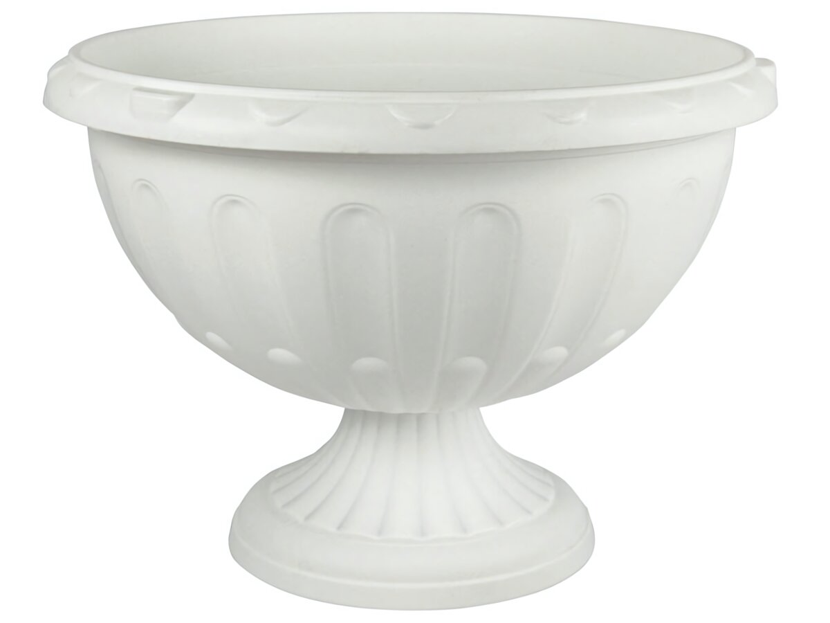 Вазон декоративный «Джулия» 8л, пластик, белый, матовая поверхность, рельефный узор