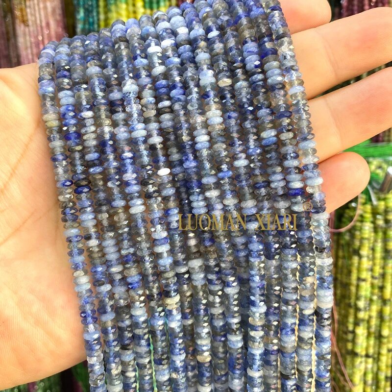Бусины LUOMAN XIARI турмалин халцедон 2x5 мм Синий, 2x5mm 70-72pcs loose, kyanite color quartz
