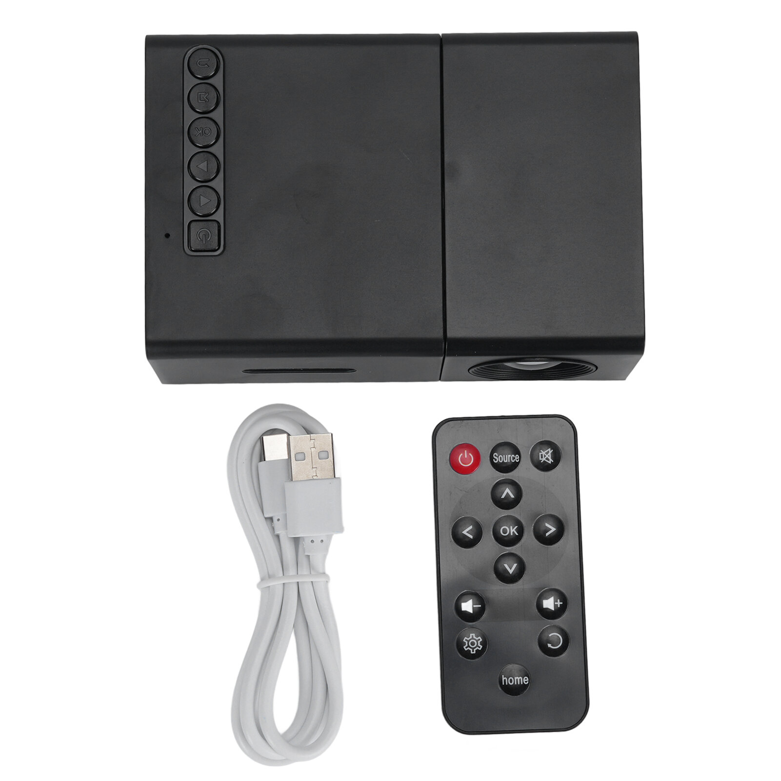 Светодиодный кинопроектор 1080P HD портативный для уличного и домашнего кинотеатра, совместимый с телефоном, ноутбуком и USB, черный