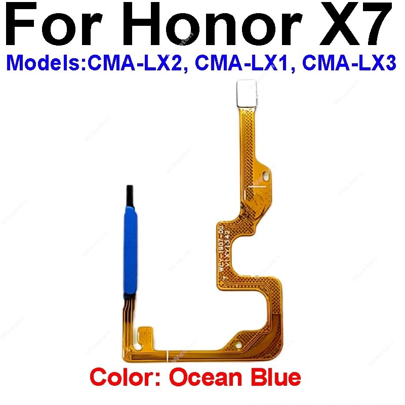 Датчик отпечатков пальцев, домашний гибкий кабель с кнопкой питания для Huawei Honor X7-Ocean Blue