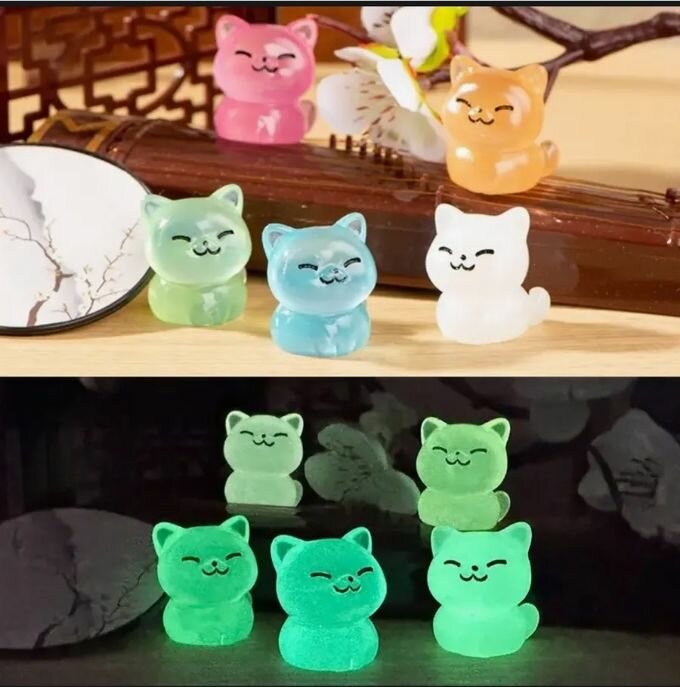 Милые светящиеся мультяшные украшения из смолы с мелкими животными, креативные украшения для настольных автомобилей, 5шт