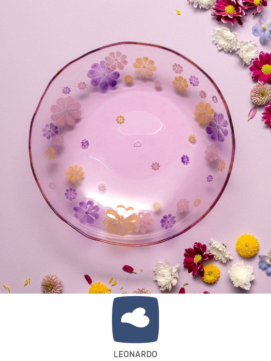 Салатник Leonardo Luminosa Цветы, стекло, розовый , диаметр 30 см