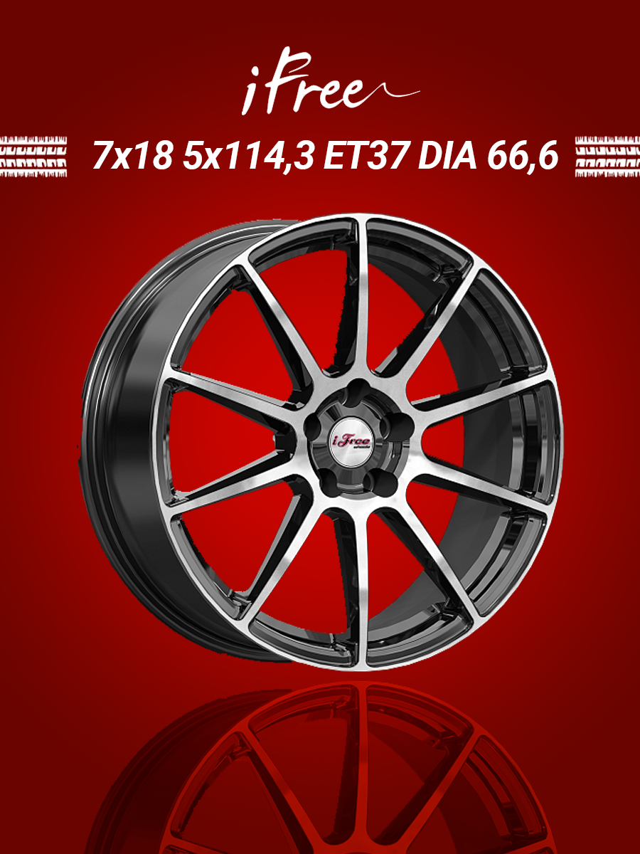 Диск автомобильный iFree Винзор 7x18 5x114,3 ET37 66,6 Блэк джек