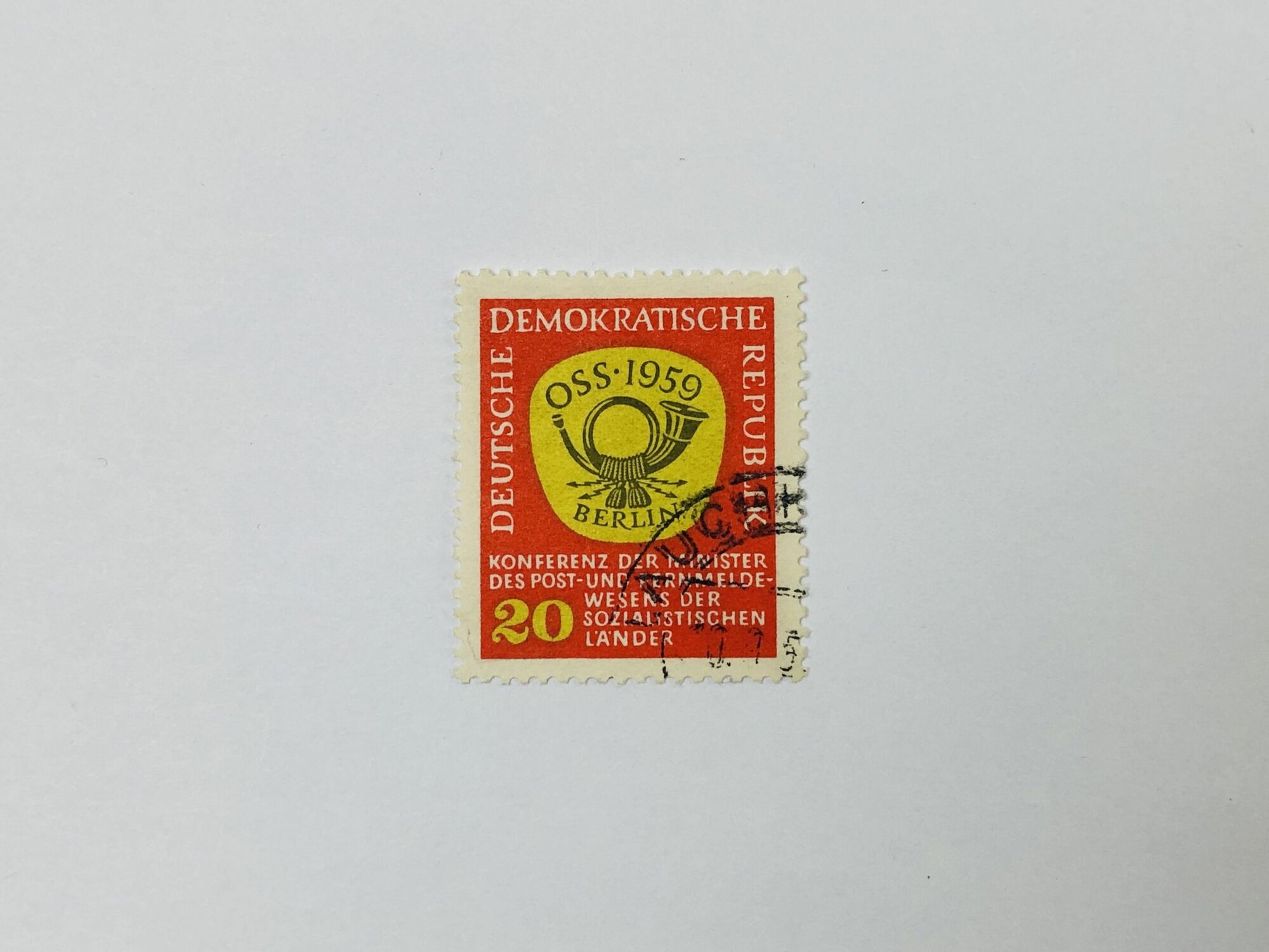 Почтовые марки Почтовая конференция. Почтовый Рог. Почта. Германия (ГДР). 1959. Михель: DD 686. Гашен