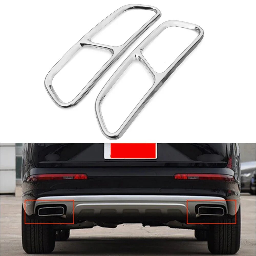 Для Audi Q7 2016-2019 2018 4M из нержавеющей стали, задняя крышка выхлопной трубы автомобиля, глушитель, украшение, внешние аксессуары автомобиля