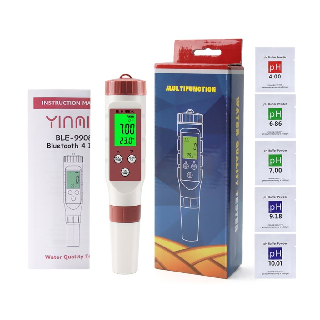 Портативный цифровой тестер качества воды Pen Meter EZ-9908 Многофункциональный прибор для измерения чистоты воды для гидропоники и аквариумного ацидиметра