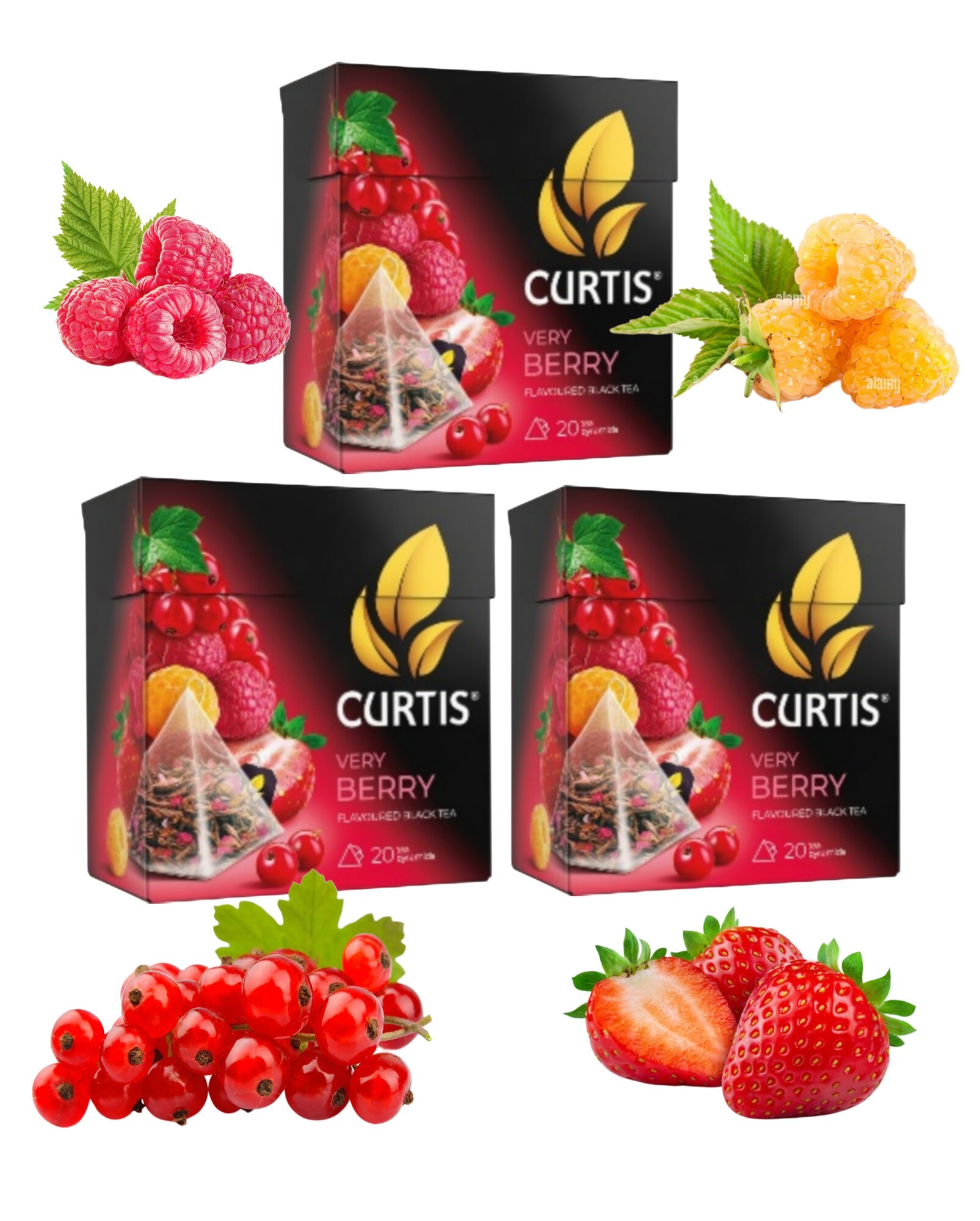 Чай CURTIS very berry 3 шт. по 20 пирамидок