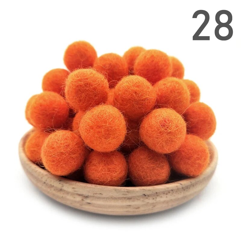 Шерстяные фетровые шарики 2 см, 10/30 шт, разноцветные Оранжевый, 10pcs