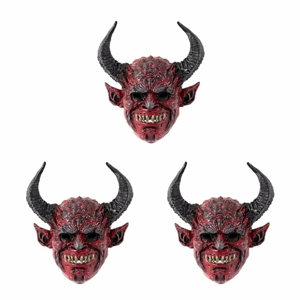 Пеноматериальная красная маска демона с эластичной лентой для хэллоуина, косплея и вечеринок 3 шт