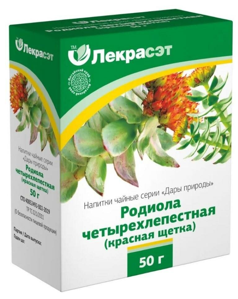 Чайный напиток Лекра-СЭТ "Красная щетка", Родиола четырехлепестная, корни, 50 г