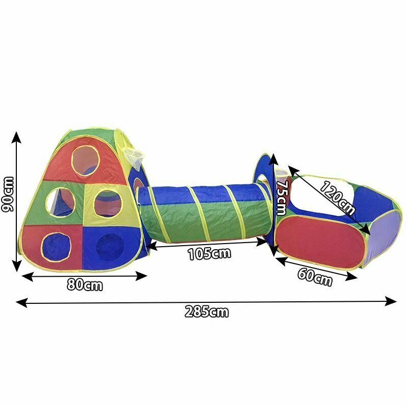 Детские палатки, крытые игровые домики, туннели для ползания и баскетбольные площадки (без мячей).