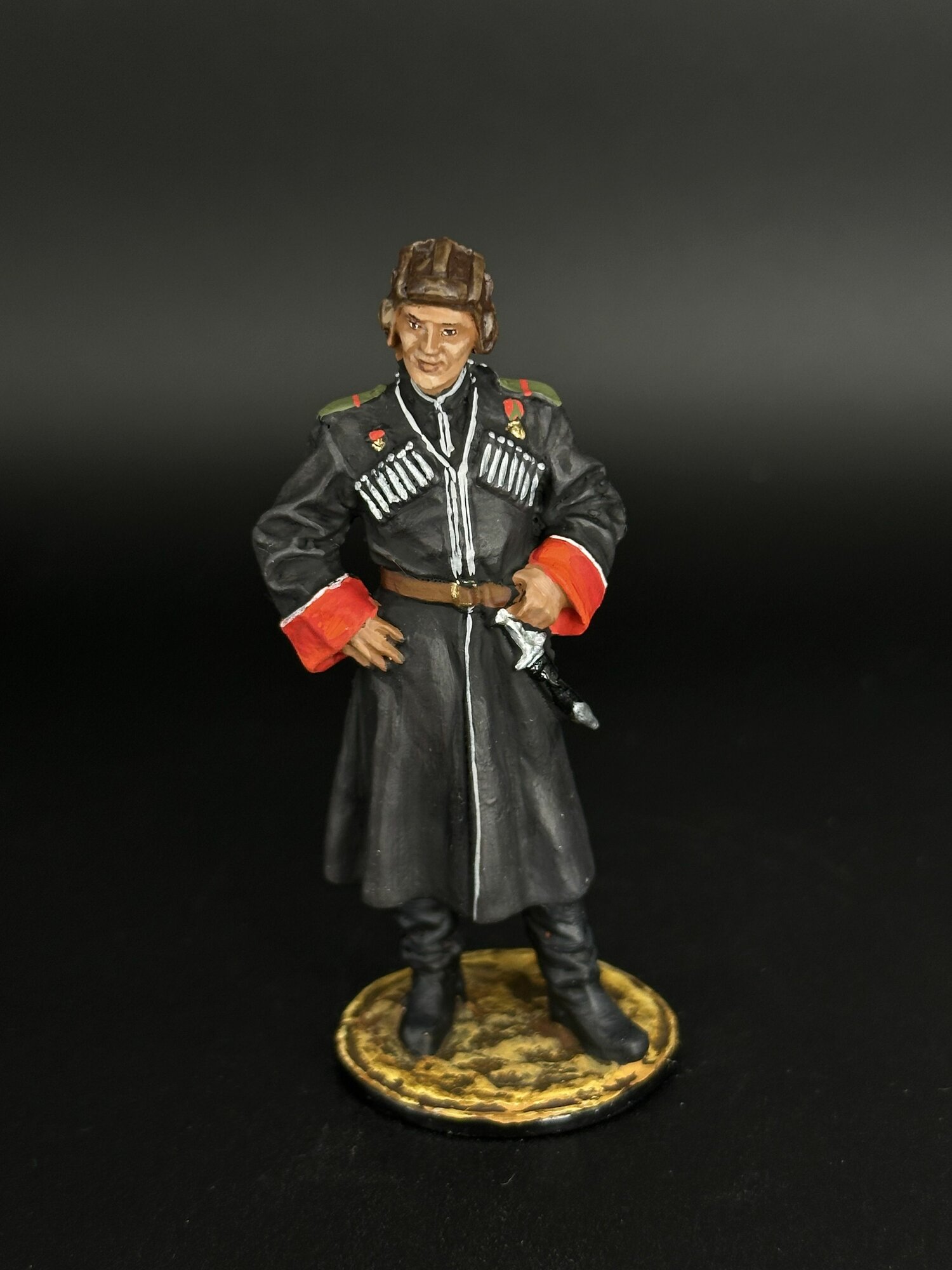 Коллекционный оловянный солдатик Казак 1448-го самоходно-артиллерийского полка 1944-45 СССР 7 см масштаб 1:30