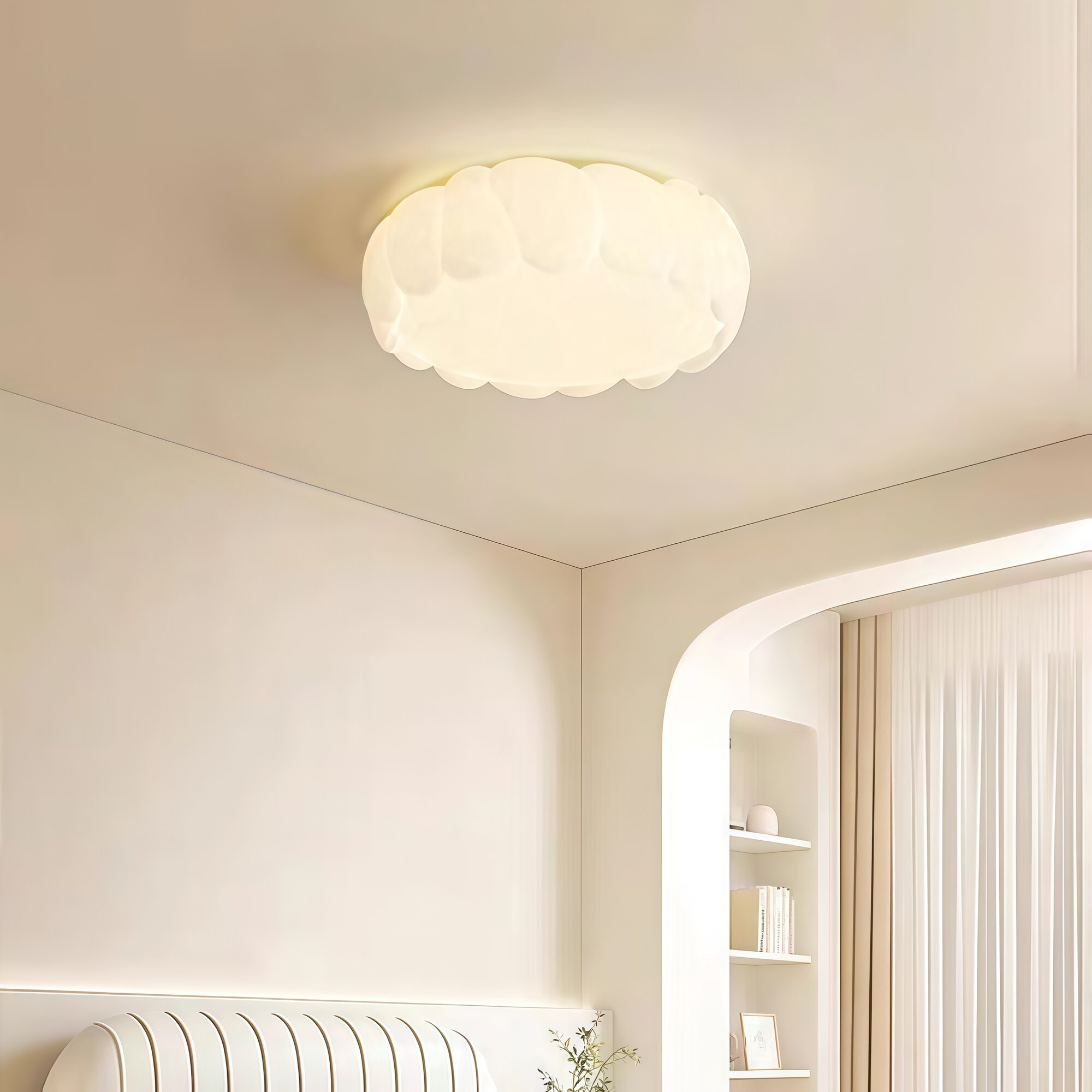 Круглое белое облако потолочный светильник, D50 см, трехцветный свет