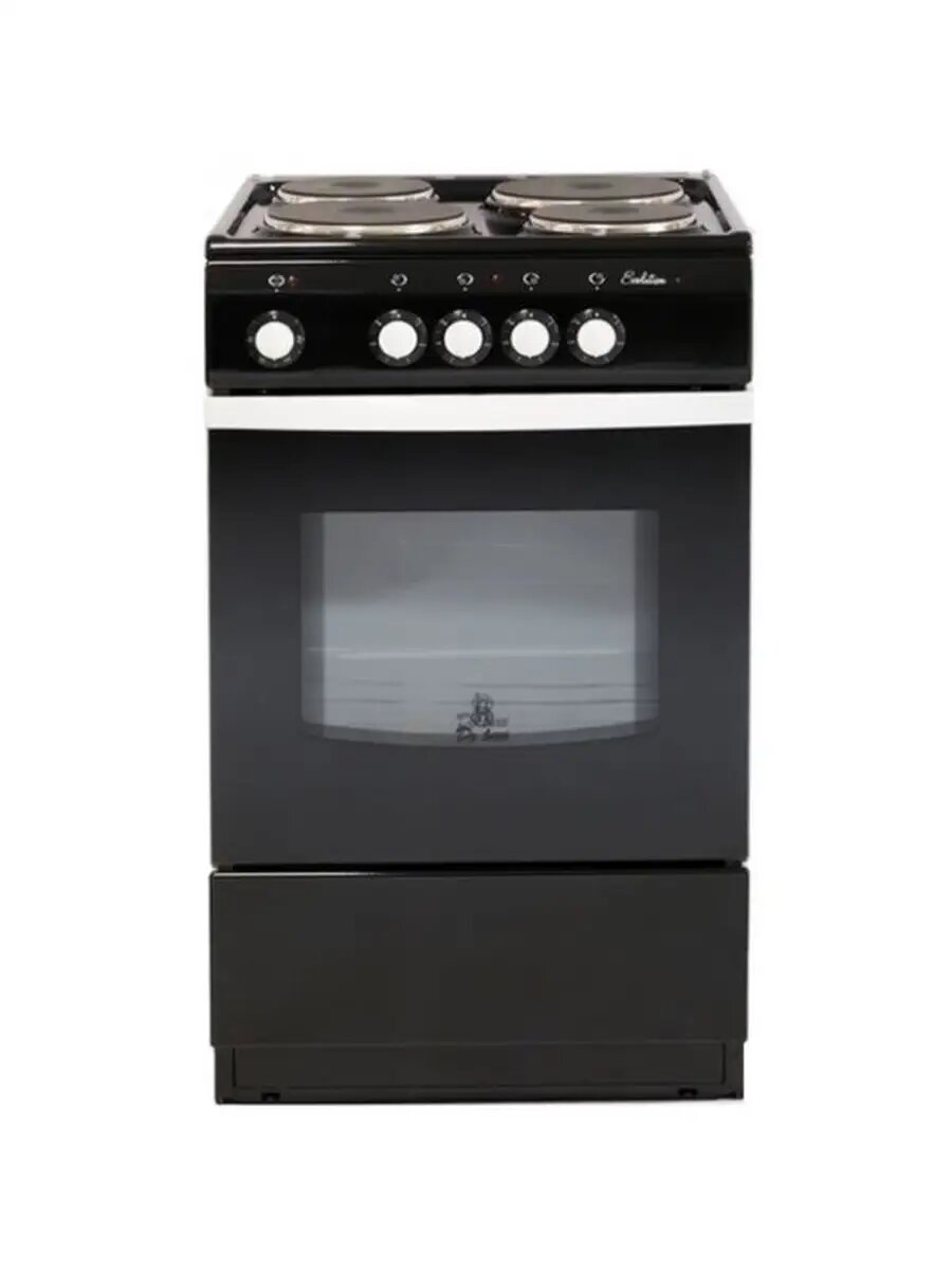 Электрическая плита De Luxe 5004.12, 4 конфорки, 5500 Вт, эмалированная, чёрная