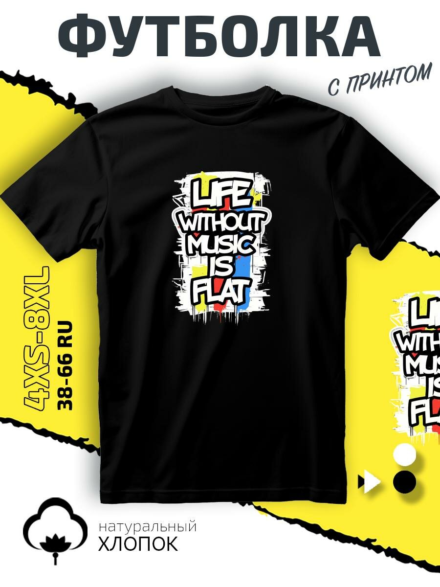 Футболка Life Without Music Is Flat надпись