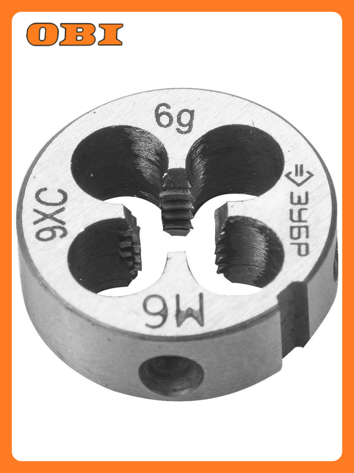 ЗУБР М6x1.0мм, плашка, сталь 9ХС, круглая ручная