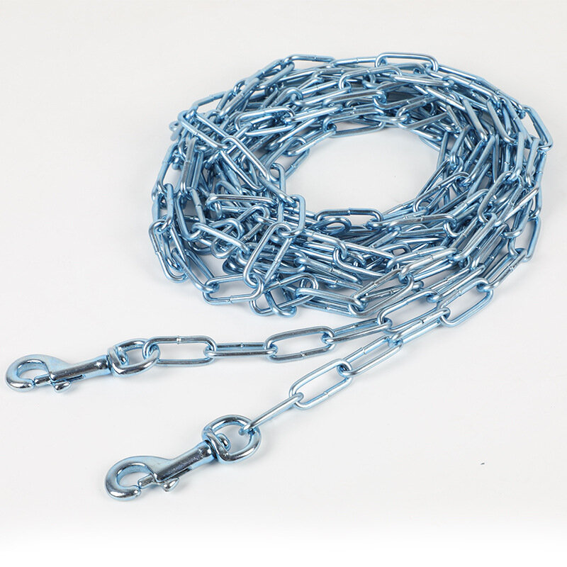 Прямые продажи с фабрики, синяя оцинкованная железная цепь, цепь для собак, тяговый трос, двусторонний крюк, болт, цепь