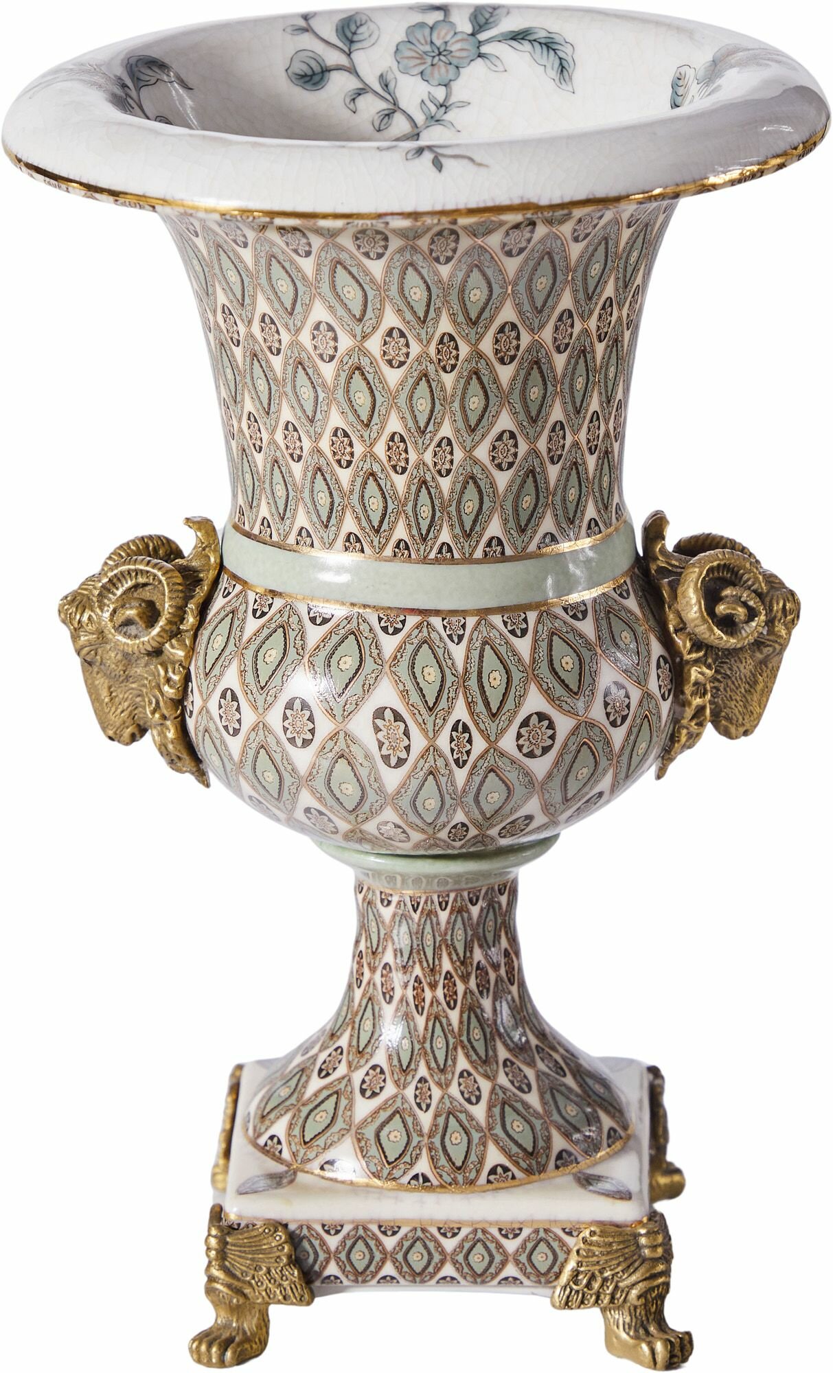 31G0097/D578C/X3497E Ваза с овнами 15x15x22см, фарфор, Glasar