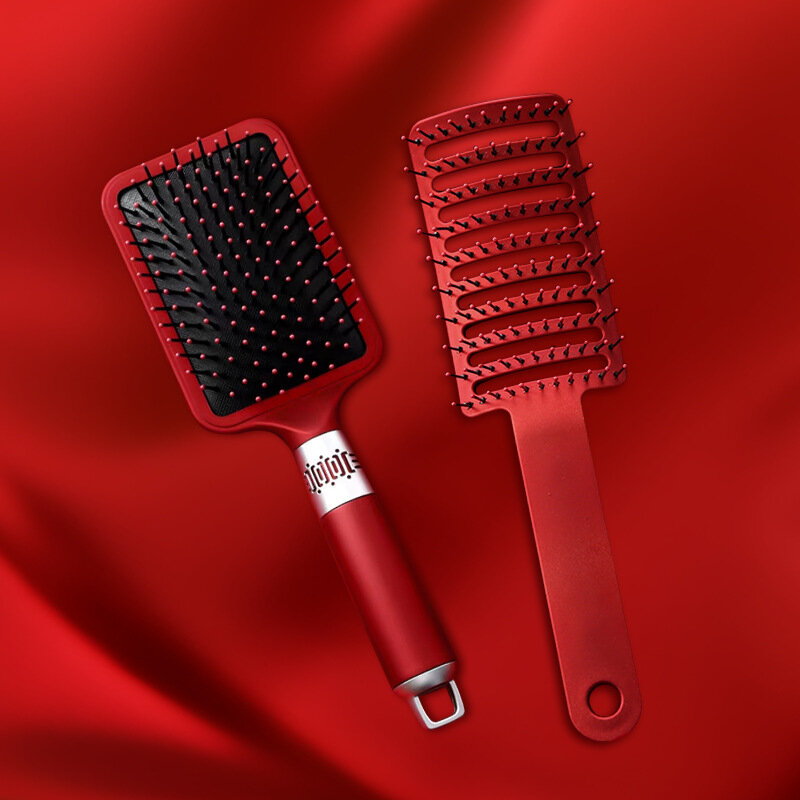 Расческа с подушкой, расческа с воздушной подушкой, расческа для завивки, специальная домашняя массажная расческа для женщин, щетка-лопатка, роликовая щетка, красный набор