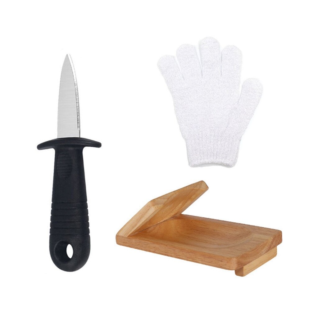 Набор для вскрытия устриц с эргономичной ручкой из нержавеющей стали