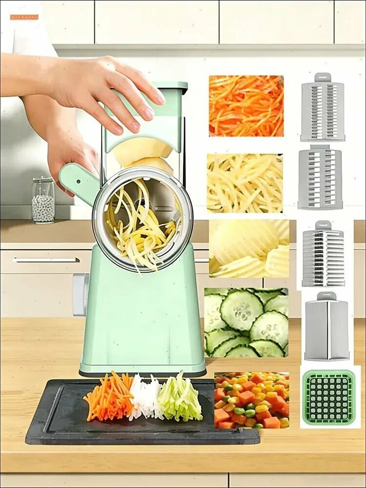 Комбайн здоровье электрический для овощей, с контейнером и защитой от порезов, компактная для дома