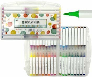 Фломастеры 36 цв. DG-75 Трехгранные, 1-4мм, кисть, пластиковый корпус, в пластиковом пенале