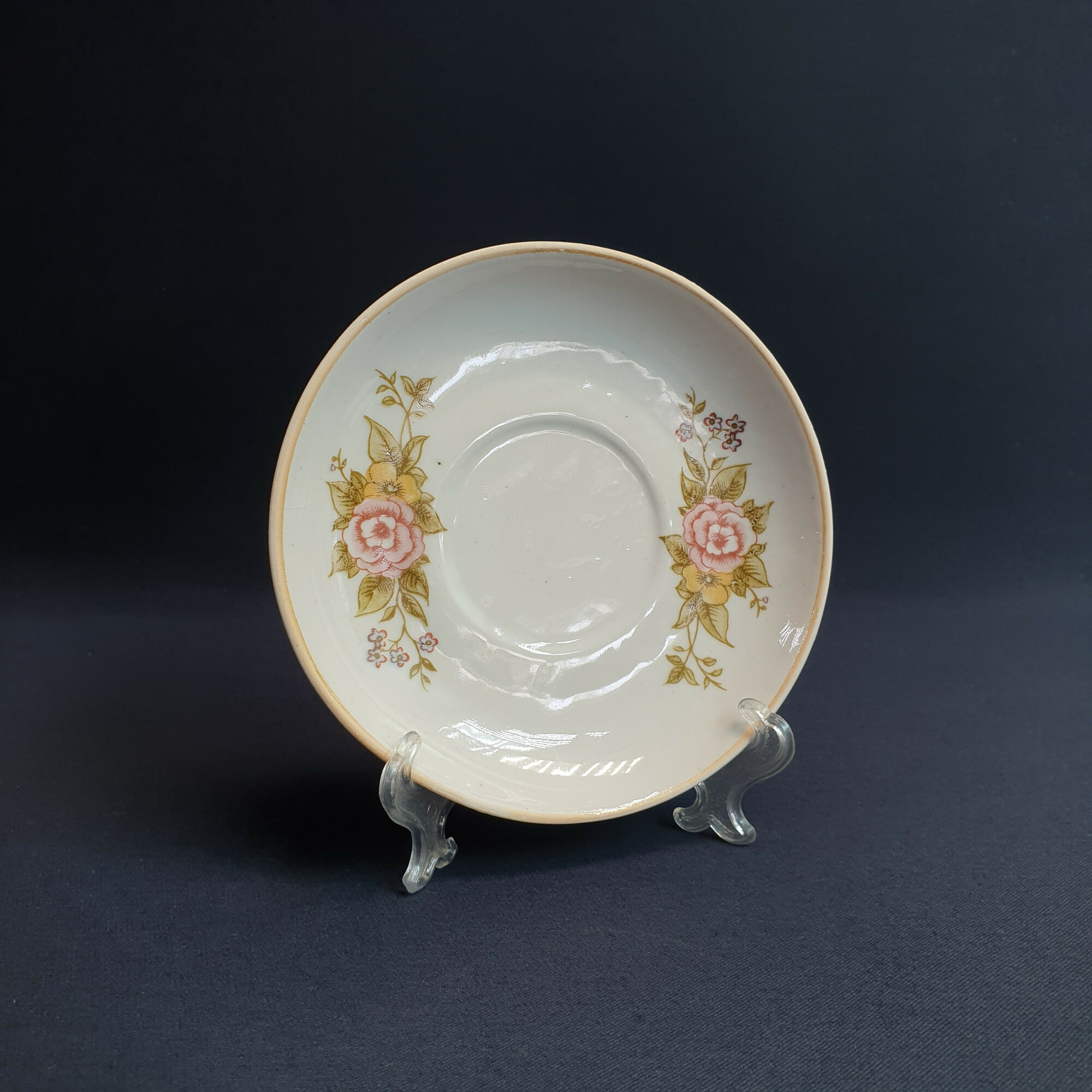 Блюдце Довбыш, фарфор деколь 135 мм, винтаж СССР