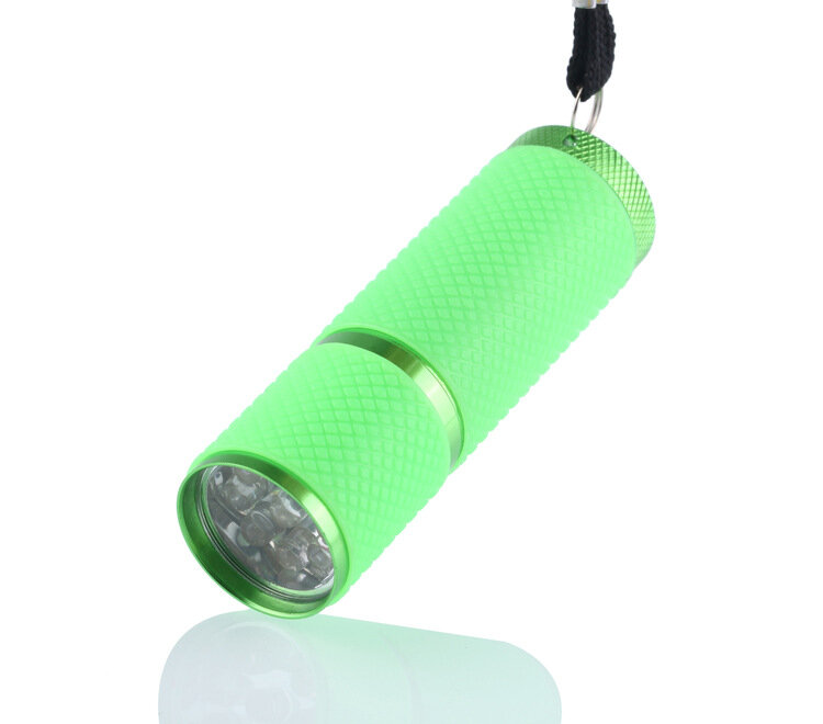 Светящийся в темноте фиолетовый ультрафиолетовый фонарик с 9 светодиодами, портативный, ручной, на батарейках, для