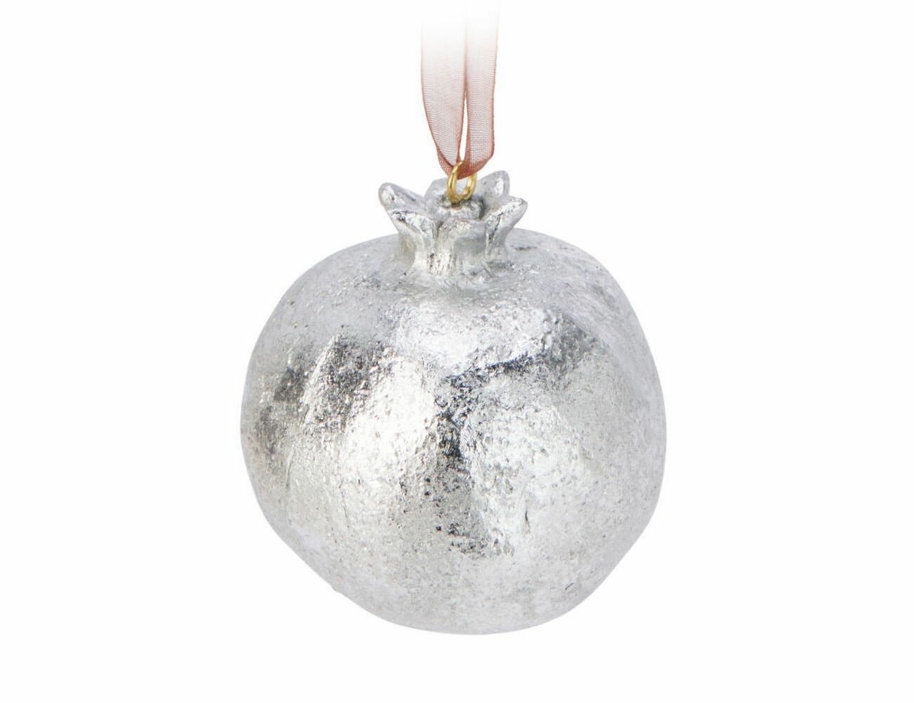 Ёлочная игрушка серебряный гранат, полистоун, 6 см, Koopman International ALX913740-1