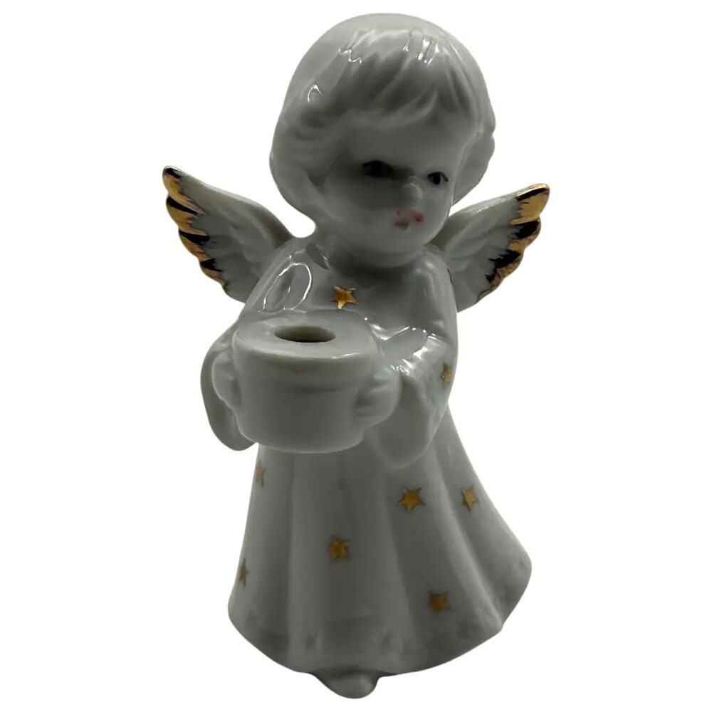 Подсвечник "Ангел", 10 см, фарфор, позолота, 1990-2000 гг, Marco Polo, Тюрингия, Германия (2)