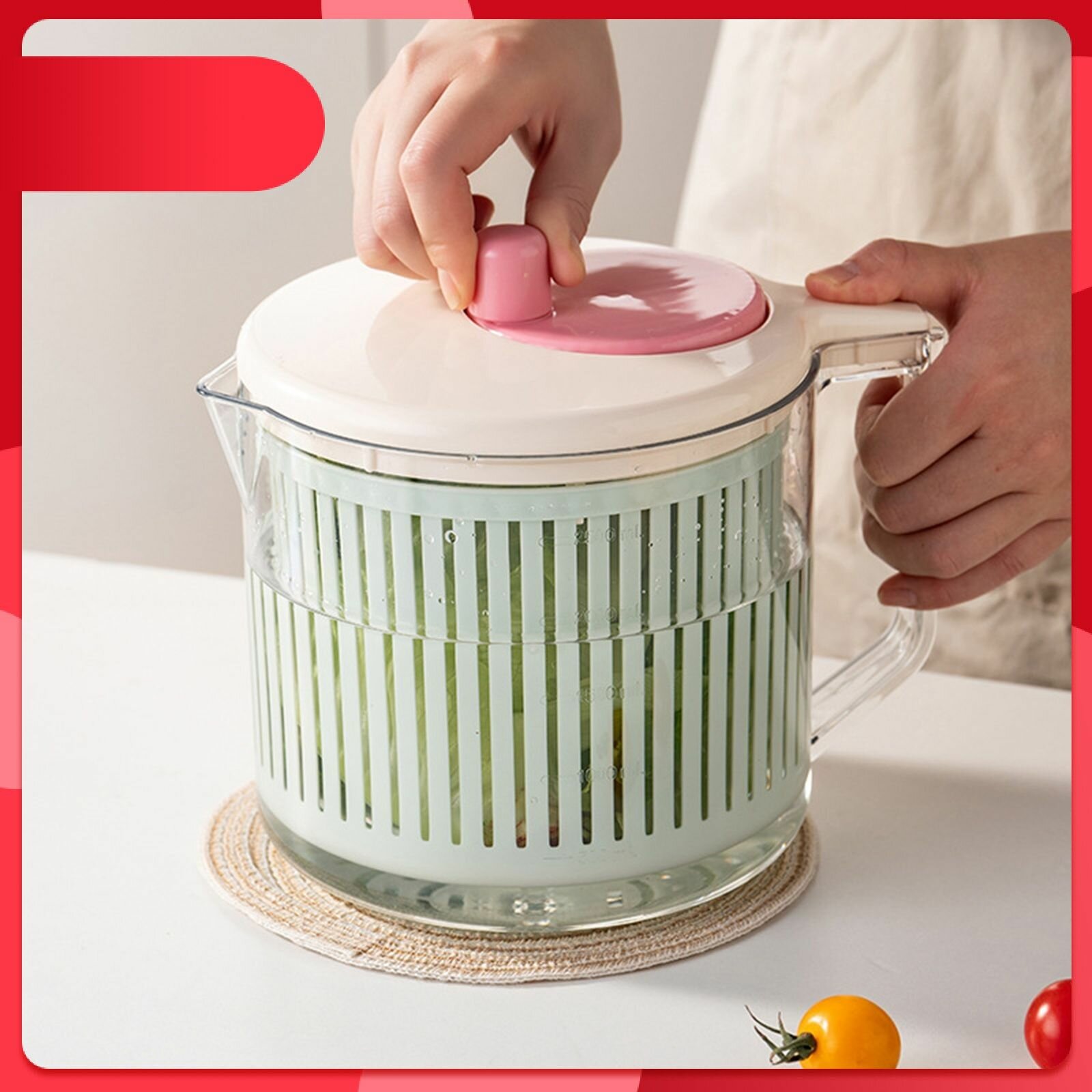 Ручная центрифуга для салата, практичная сушилка овощей и фруктов для дома