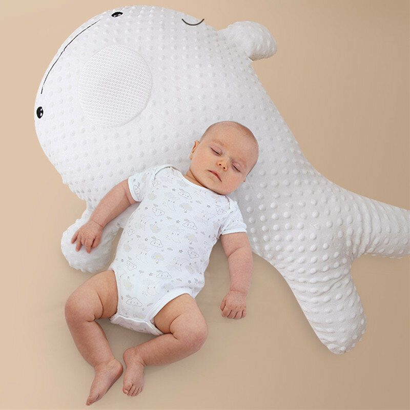 Большая белая китовая подушка для вентиляции для новорожденных, комфортная подушка для весны и лета, подушка для объятий, артефакт для времени на животике, плюшевая игрушка