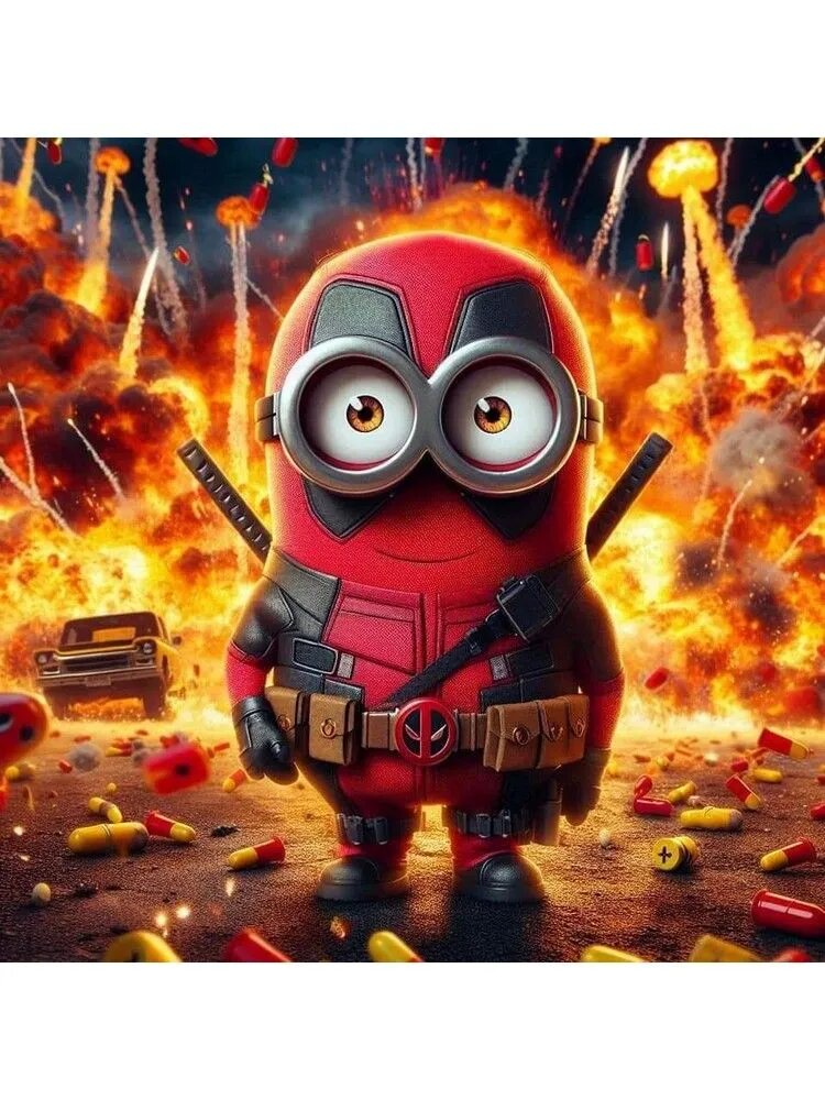 Алмазная Картина "Миньоны Marvel И Человек-паук" 30х40 См / Вышивка Стразами