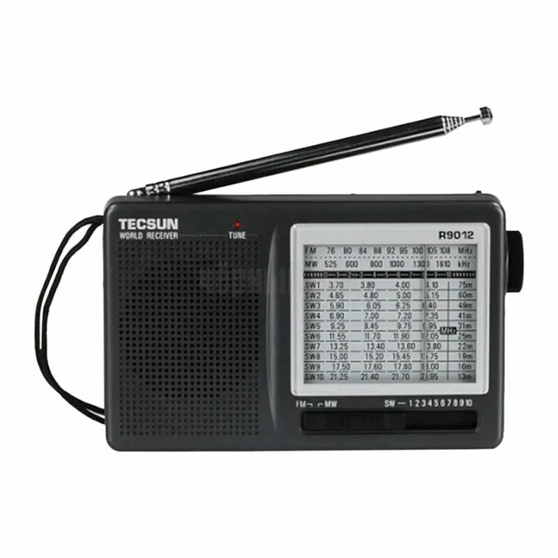 Портативный радиоприёмник TECSUN R-9012 AM/FM/SW 12 диапазонов с внешней антенной AN-05, многодиапазонный коротковолновый радиоприёмник