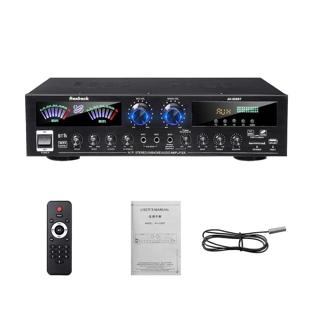 Аудио усилитель звука Sunbuck AV-555BT Bluetooth пятиканальный 5.0