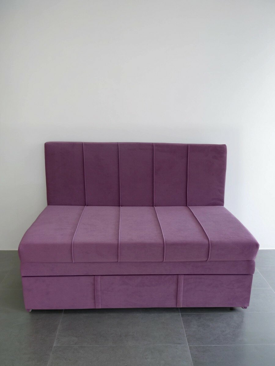 Диван-кровать StylChairs Сёма, ширина 130 см, без подлокотников, велюр фиолетовый