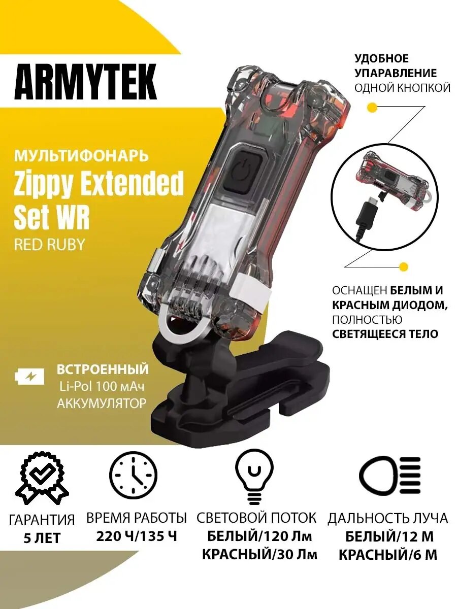 Фонарь налобный светодиодный Zippy EXTENDED SET WR